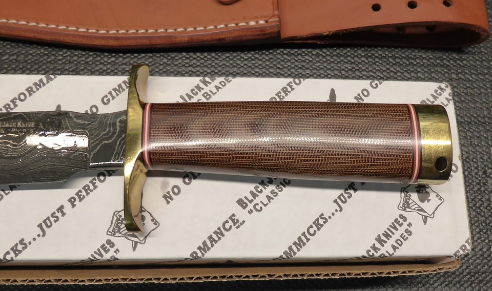 BLACKJACK Knives USA made SUPER RARE DAMASCUS Model 7 Natural Micarta ...