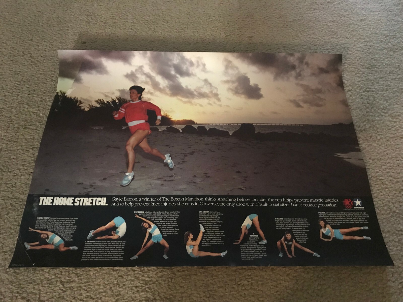 Vintage CONVERSE RUNNING POSTER 1980s "THE HOME STRETCH" GAYLE BARRON ...