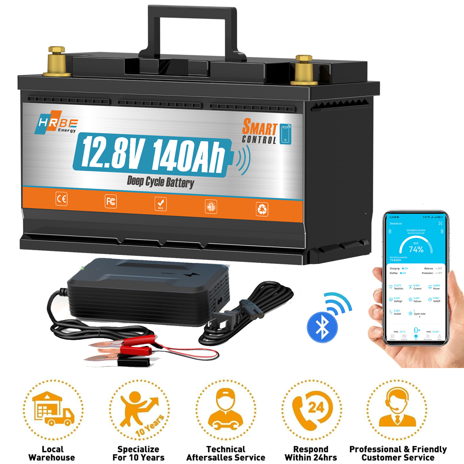 12V 140Ah LiFePO4 Lithium Battery, Bluetooth Lithium Battery,Up to ...
