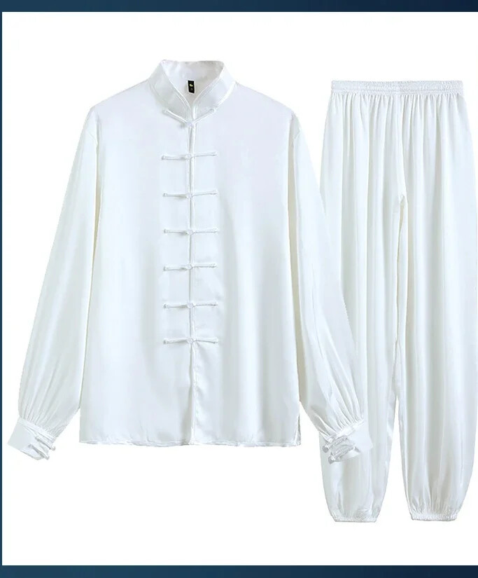 Acetate Ice Silk Taiji Suit Tai Chi Uniform Long Sleeved Wushu Exercise ...