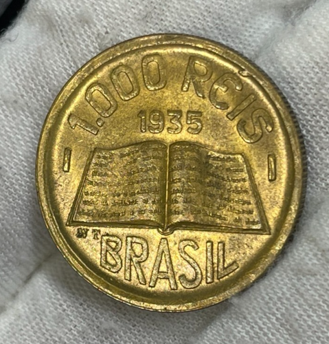 1935 Brazil 1000 Reis Coin Excellent Condition Low Mintage High Value ...