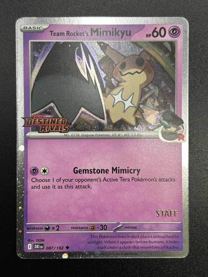 TEAM ROCKET'S MIMIKYU Destined Rivals Prerelease Staff Promo 087/182 ...