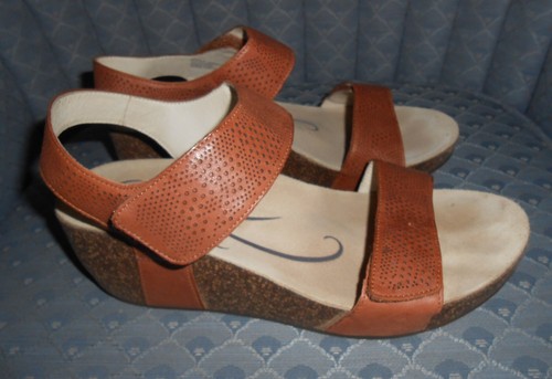 Abeo Brown Leather Sandals, 10 / 41, Metatarsal Support Cork Platform ...