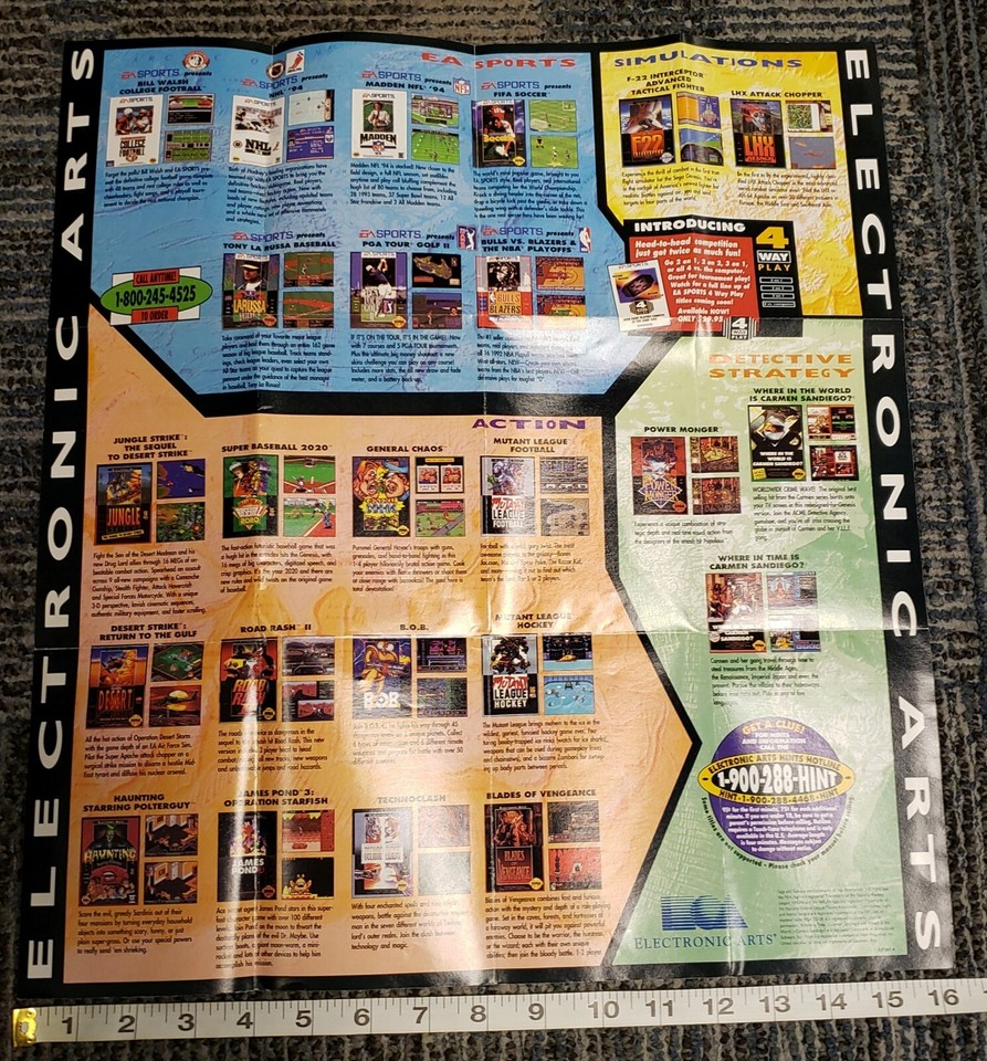 EA Sports Promo Poster 1994 Authentic Double Sided 16" | eBay
