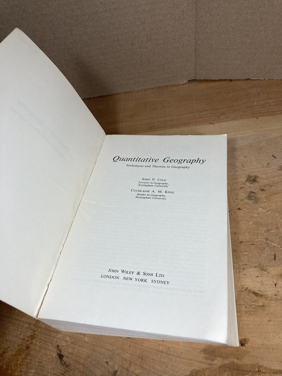 Quantitative Techniques In Geography Quantitative Geography Paperback