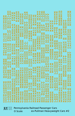 K4 O Scale Decals Pennsylvania Railroad Ex-Pullman Passenger Cars Dulux ...