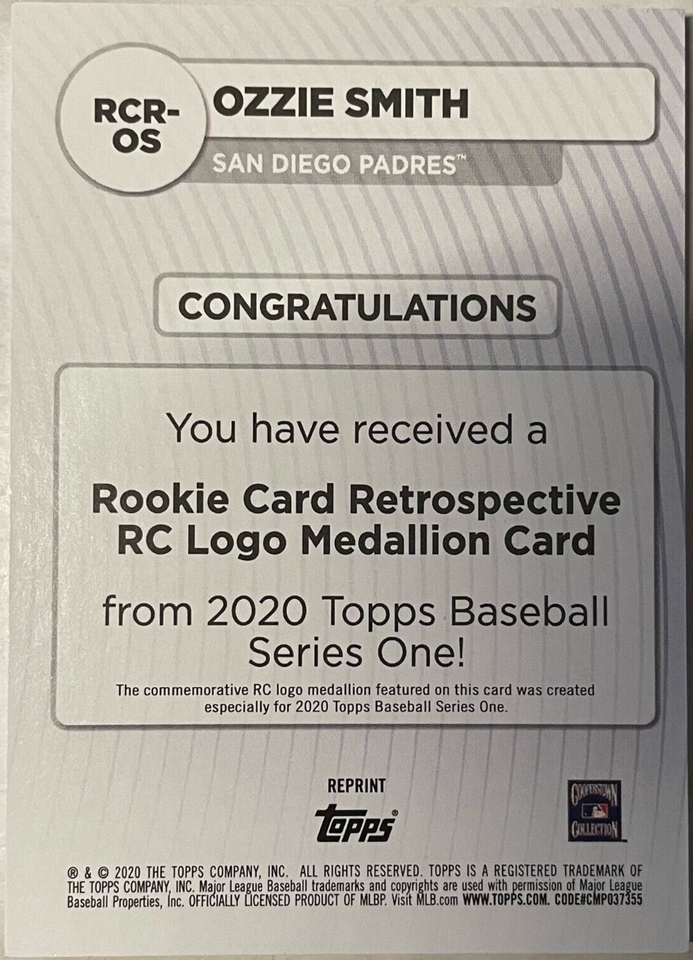 2020 TOPPS ROOKIE CARD RETROSPECTIVE RC LOGO MEDALLIONS #RCROS OZZIE ...