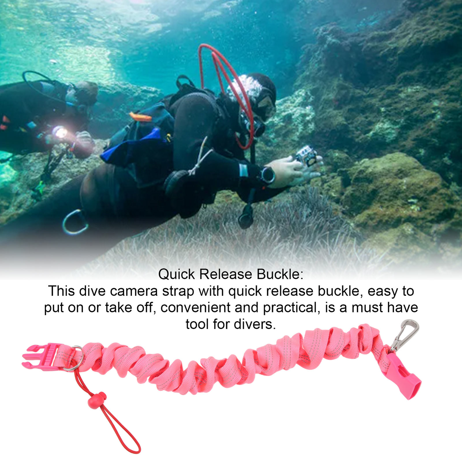 Diving Camera Lanyard Stainless Steel Spring Coiled Lanyard Diving Coil ...
