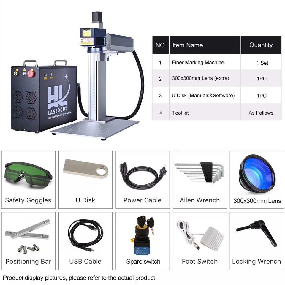 JPT 100W E2 M7 MOPA Fiber Laser Marking Machine JCZ EZCAD2 Motorized Z ...