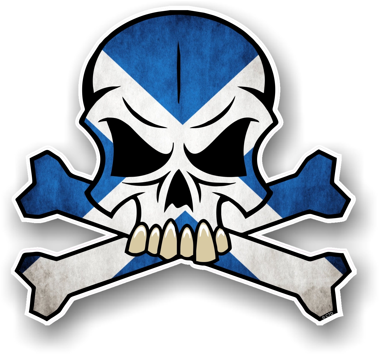 SKULL & CROSSBONES Design & Scotland Scottish Saltire Flag car sticker ...