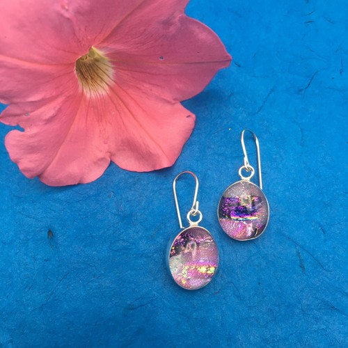 Dichroic Glass Earrings Set in Sterling Silver Sassi LaMuth Handmade ...