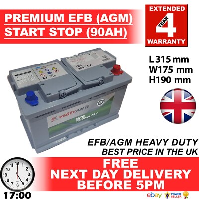 EXIDE EQUIVALENT YIGIT EL752 110 EFB Stop / Start Car Battery 12V 75AH ...