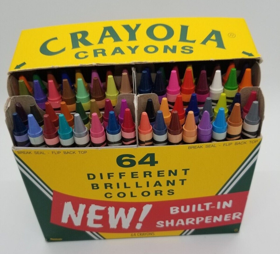 Crayola 64 Crayons Tin Box w/Built -in Sharpener 60th Anniversary ...