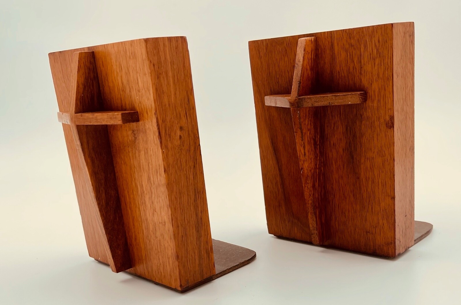 Set Of Vintage Mid Century Modern Wood Cross Bookends | eBay