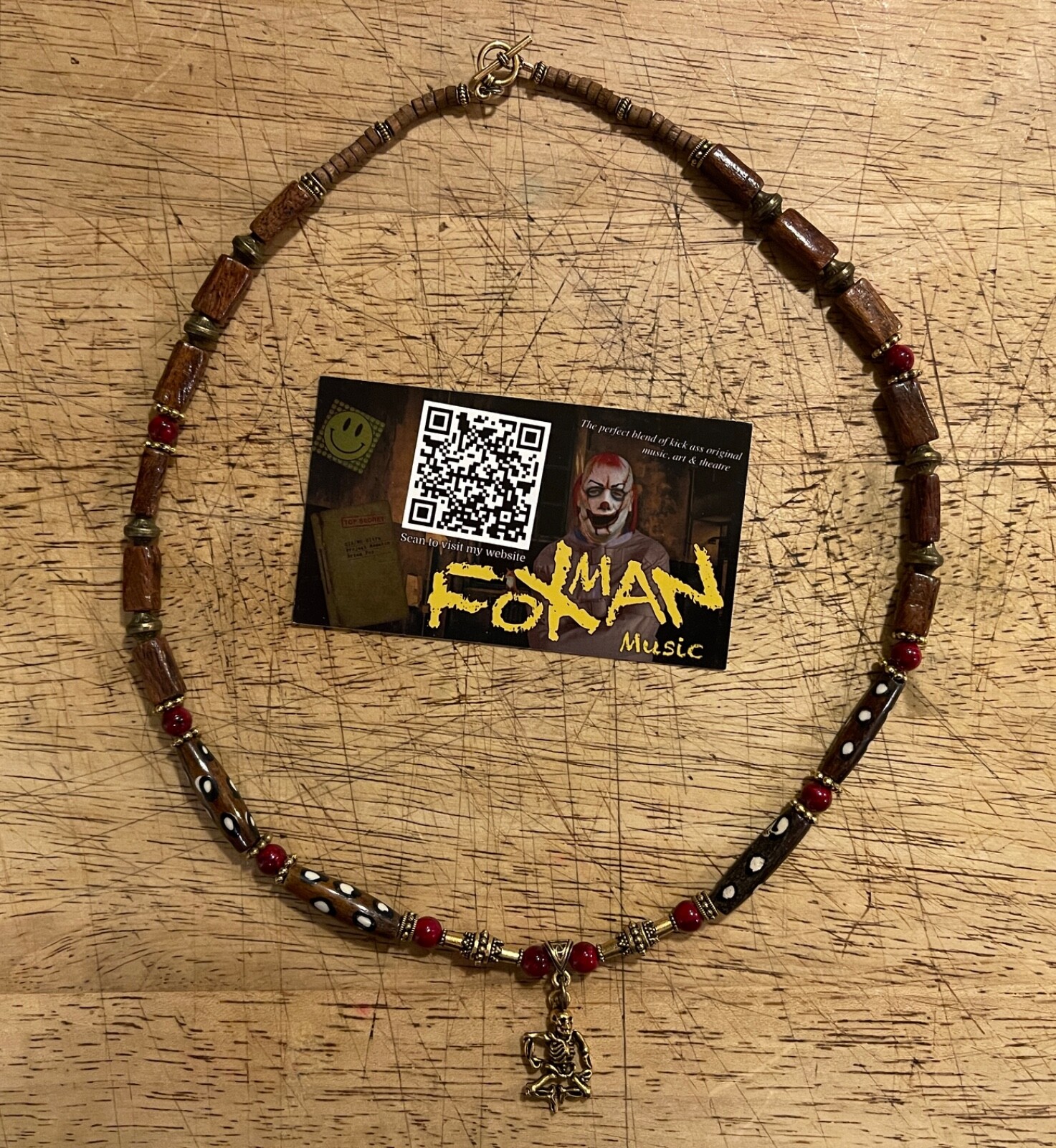 FOXMAN LUCKY VOODOO BEADS - 21 1/2" UNISEX SKELETON NECKLACE GOLD ...