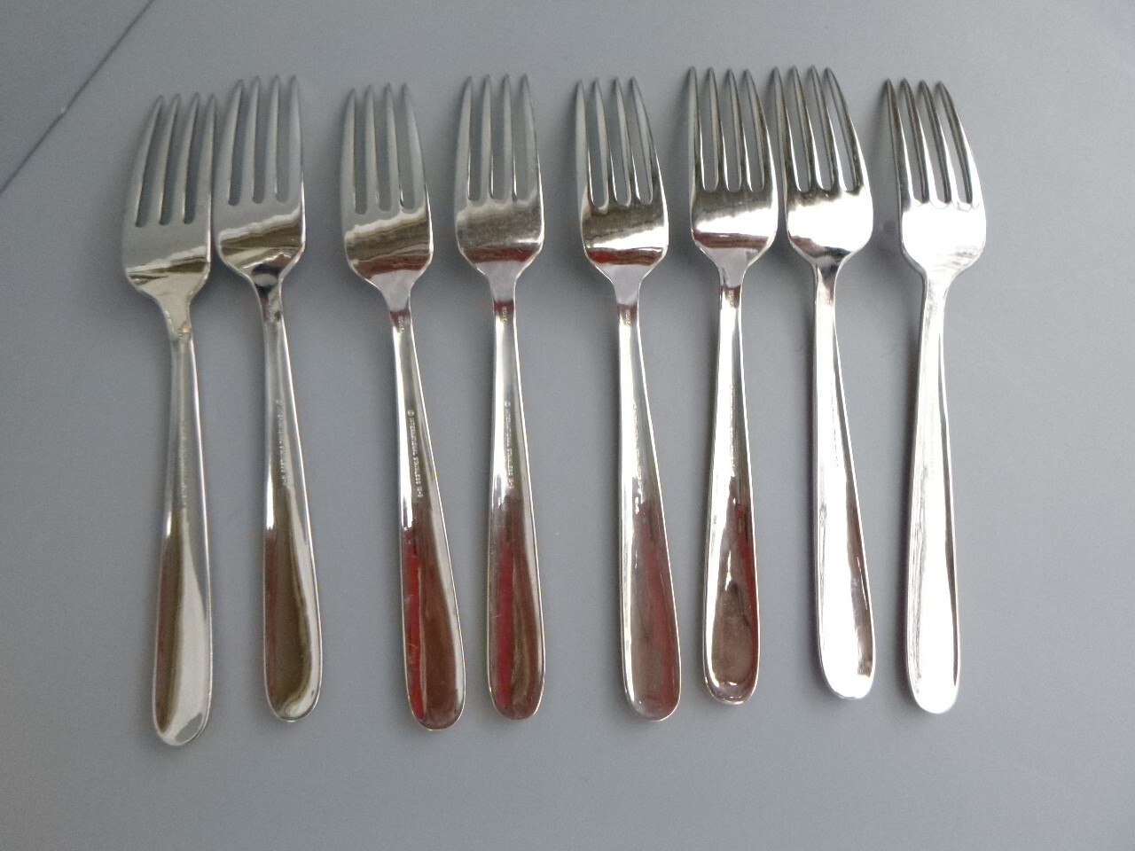 8pc International 18/8 Stainless Riviera Gold Accent Dinner Forks 7 3/8 ...
