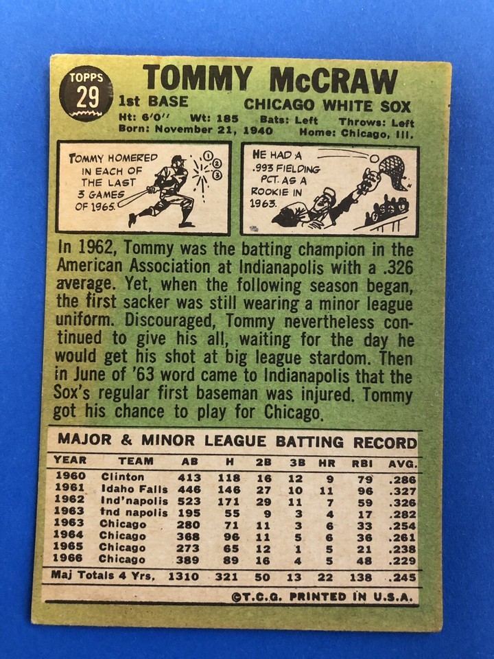1967 Topps Baseball #29 Tommy McCraw Chicago White Sox | eBay