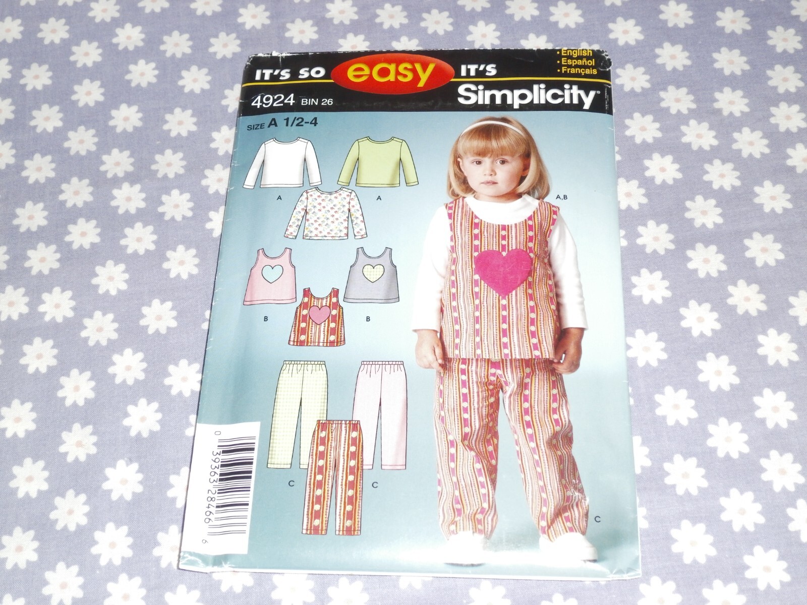 SIMPLICITY 4924 IT'S SO EASY TODDLERS TOP PANTS & KNIT TOP PATTERN ...