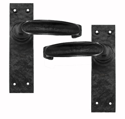 Rustic Style Door Handles without Keyhole Black Cast Iron (47510) | eBay UK