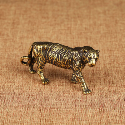 Solid Brass Tiger Figurine Statue House Office Decoration Animal ...