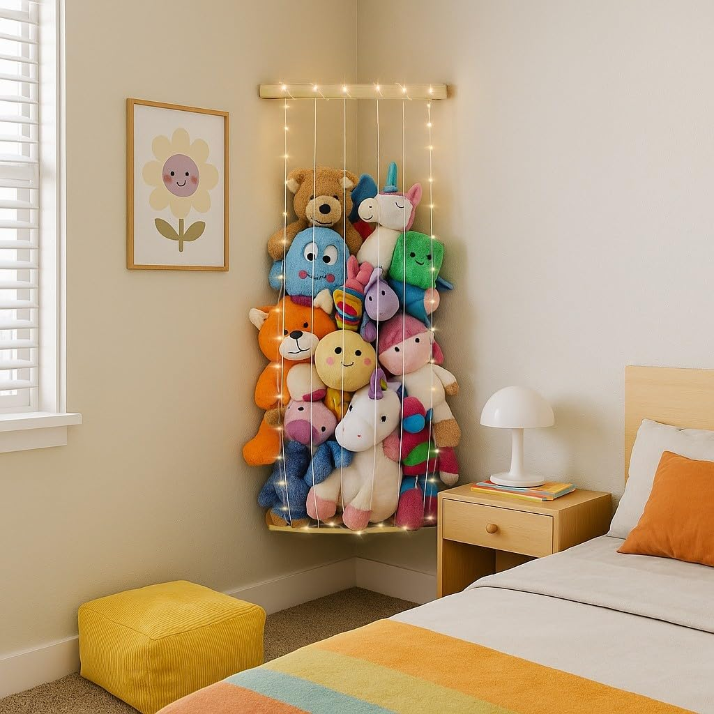 PUTSKA Corner Stuffed Animal Storage Organizer - Stuffed Animal Holder ...