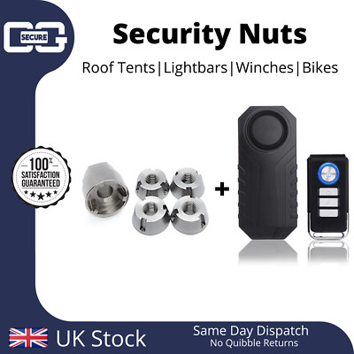 Roof Tent - Security Nut Set WITH VIBRATION ALARM - Tamperproof ...