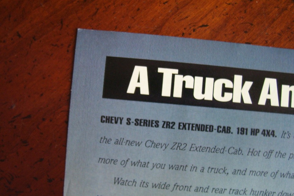 1997 1996 1995 1994 Chevy S10 ZR2 Chevrolet off road 4x4 pickup truck ...
