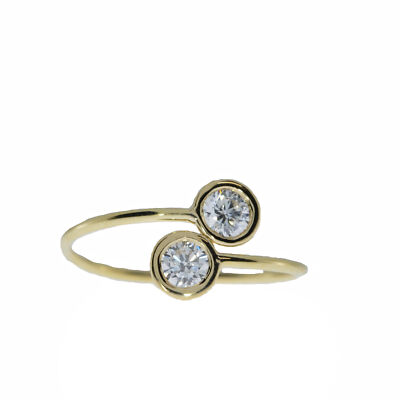 14Kt Gold 0.60Ct 2 Stone Bezel Lab grown Diamond Ring | eBay