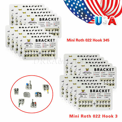 USA 10 PACKS Dental Orthodontic Bracket Braces Mini Roth. 022 3-4-5/3 ...