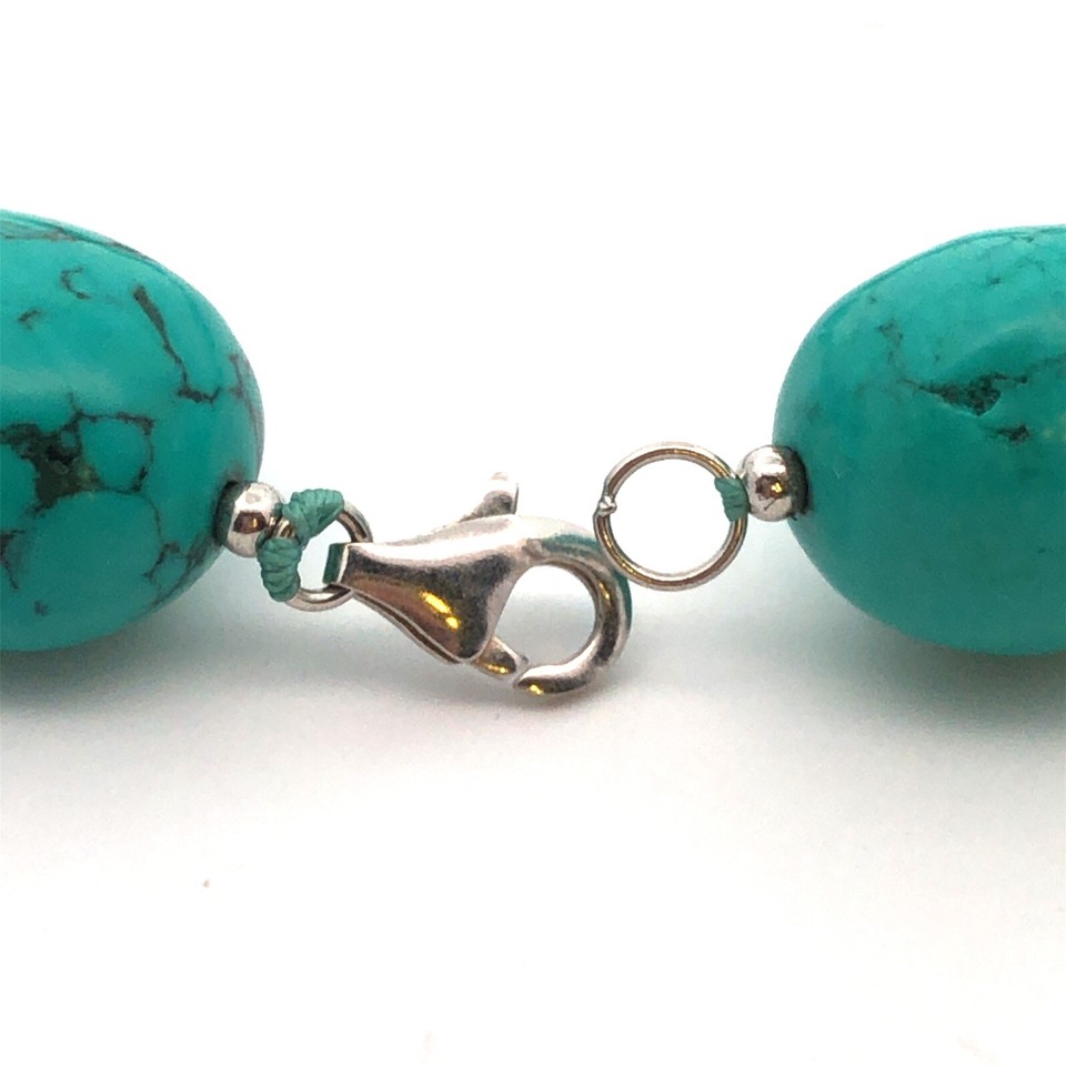 Designer 925 Sterling Silver Turquoise Chucky Collar Statement Necklace ...