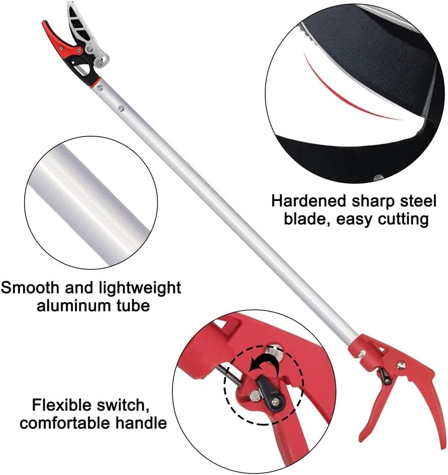 32-Inch Cut and Hold Pruners, Long-Reach Tree Pruner with Rotating ...