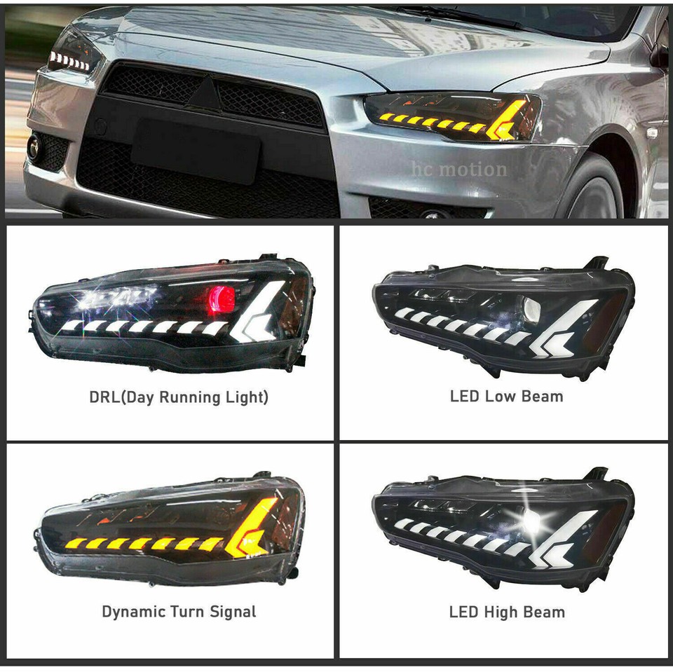 Red Tail Lights LED Headlights For Mitsubishi Lancer EX EVO 2008-2017 ...