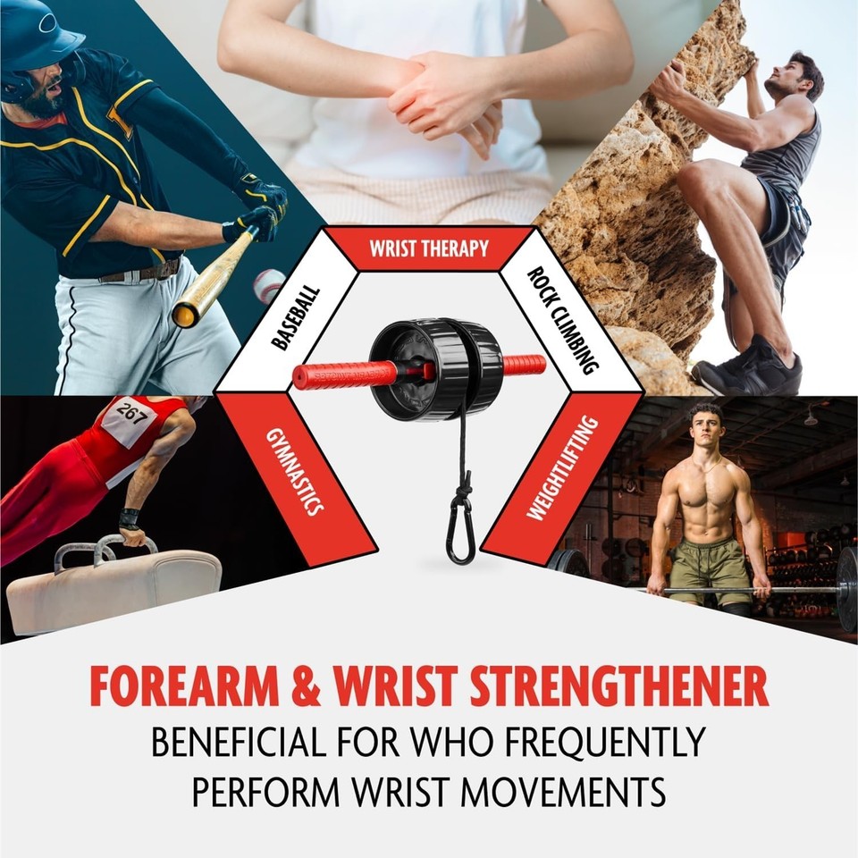 Forearm Strengthener Wrist Roller Grip Exerciser Hand Therapy Pump | eBay