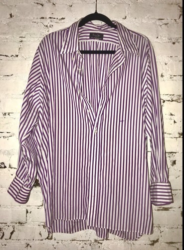 Domenico Spano Saks Fifth Ave Purple White Striped Shirt Long Sleeve ...