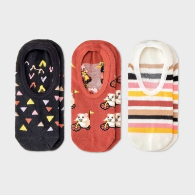 Hello Socks! Women's Liner Socks 3 Pair Shoe Size 4-10 Biking Hamsters ...