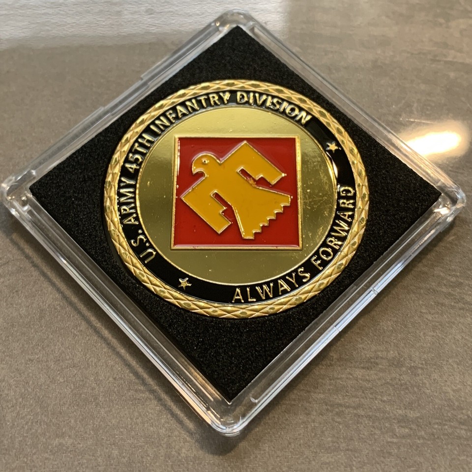 US Army Challenge Coin 45th INFANTRY DIVISION "Always Forward" w Case ...