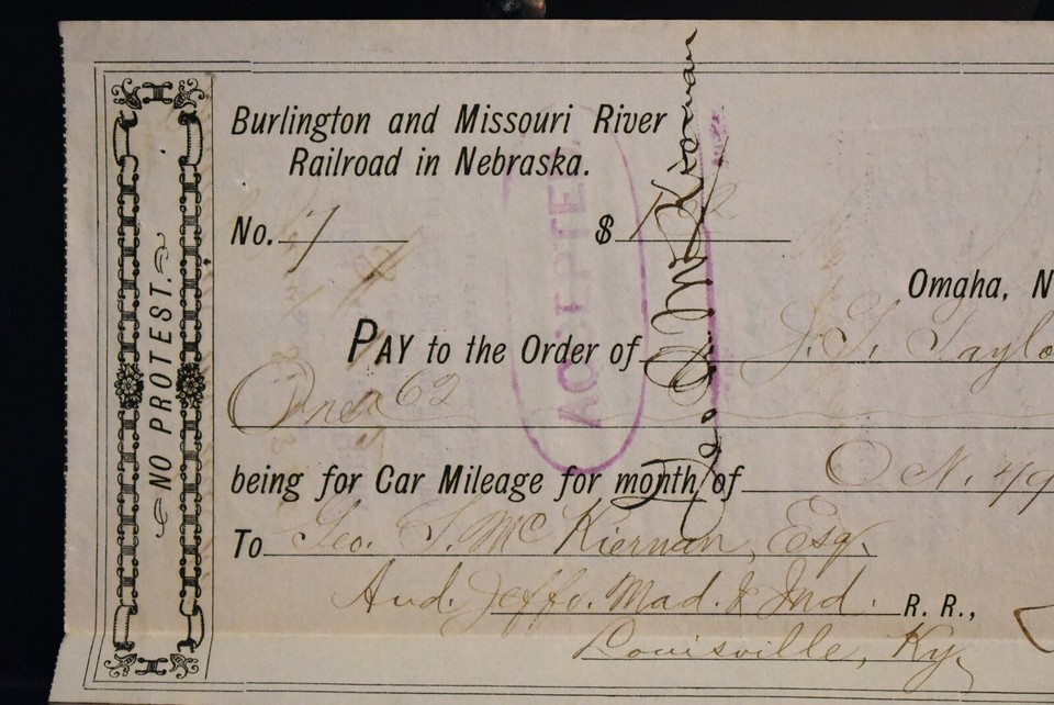 Burlington & Missouri River Railroad in Nebraska NE 1880 Antique Bank ...