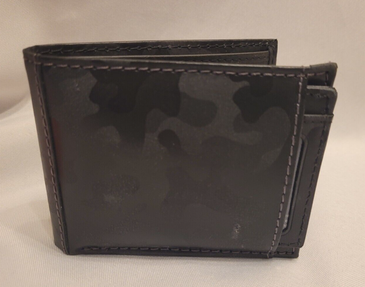Men's GEORGE BIFOLD WALLET RFID Black Grey Leather Camo 2 in 1 Wallet ...