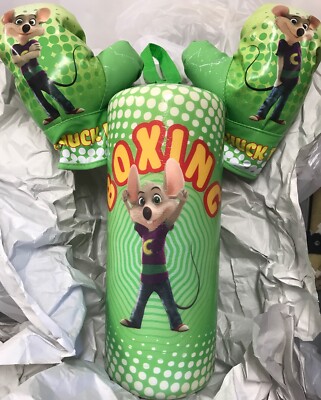 Chuck E. Cheese Kids Boxing Punching Bag and Boxing Gloves Rare Set ...