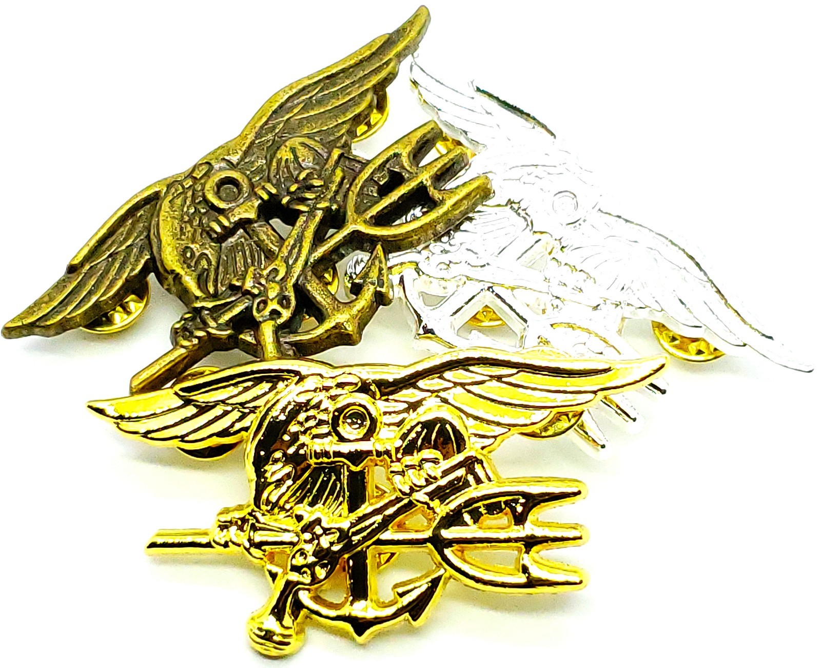 3 US NAVY SEAL Special Team Trident Badge Pins GOLD / SILVER / ANTIQUE ...