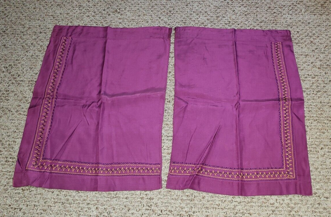PAIR VINTAGE CURTAINS CHURCH TABERNACLE ALTAR PURPLE SILK HAND MADE | eBay