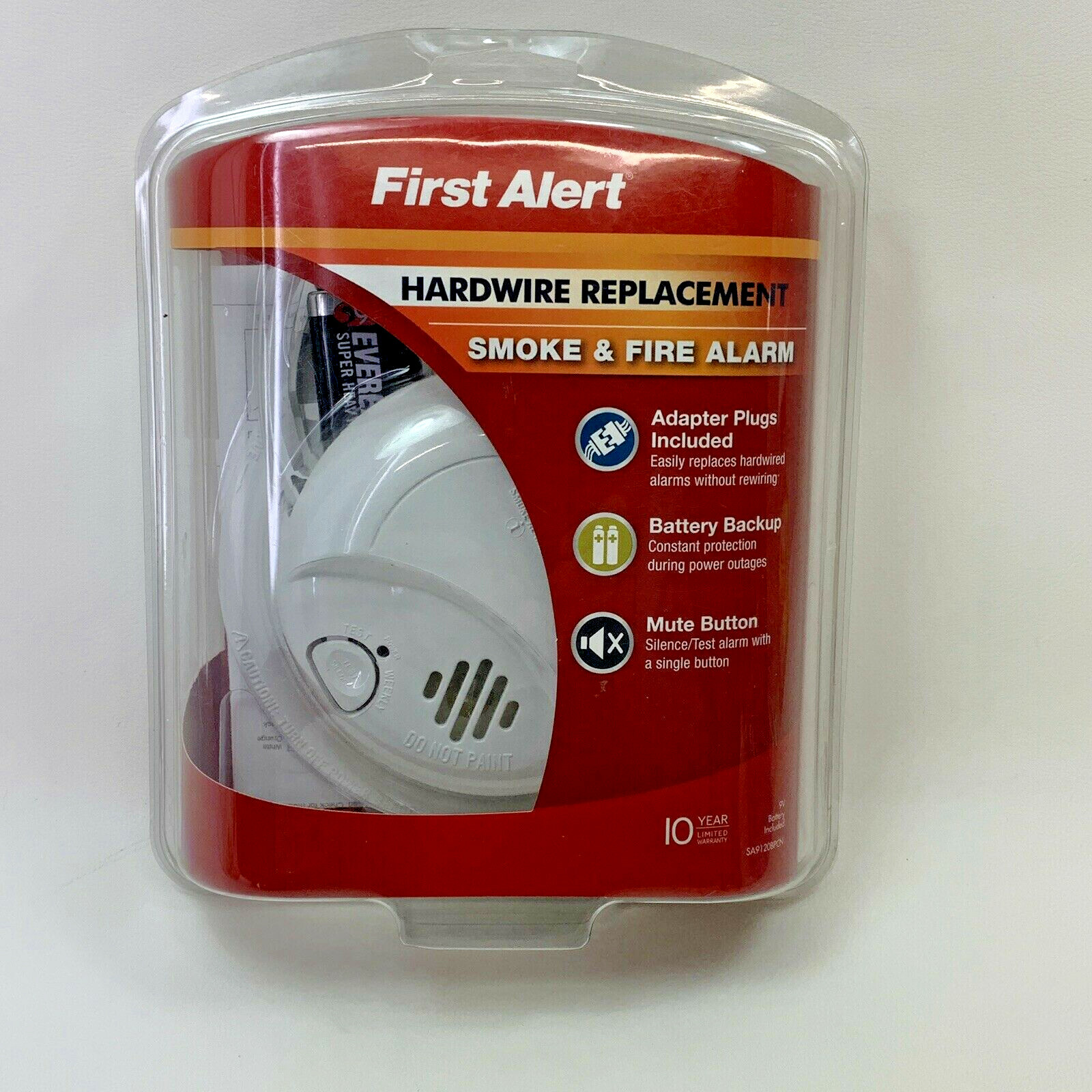 First Alert Hardwired 120-Volt AC Smoke Alarm with Adapter Plugs ...