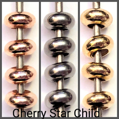 4 x silicone lined bead charm stopper beads silver rose yellow gold pl ...