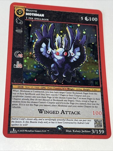 MetaZoo 2021 Cryptid Nation 1st Edition Mothman Kickstarter Full Holo 3 ...