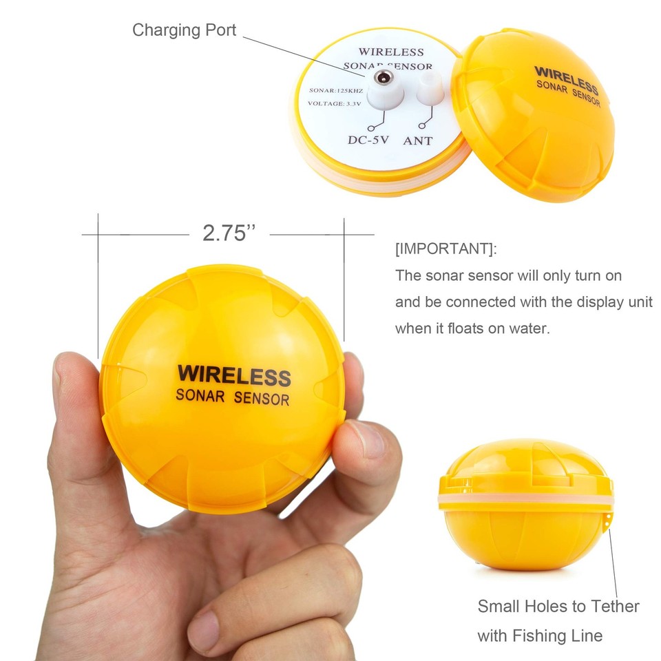 Portable Rechargeable Fish Finder Wireless Sonar Sensor Fishfinder ...