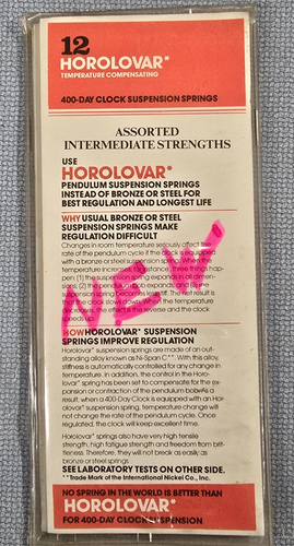 New Old Stock Horolovar 400-Day Clock Pendulum Suspension Springs ...