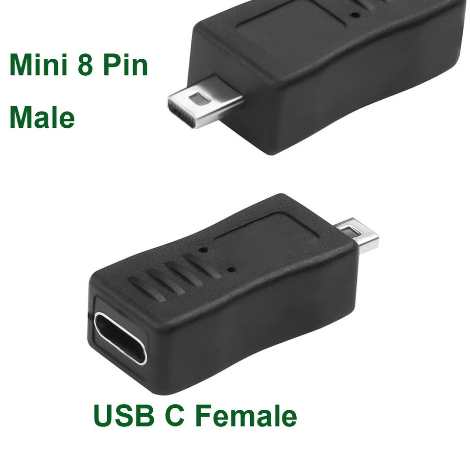 Mini USB 8 Pin Male to Type C Female Charger Data Sync Camera Adapter ...