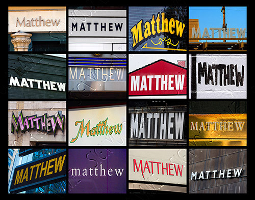 MATTHEW Name Poster featuring photos of actual signs | eBay
