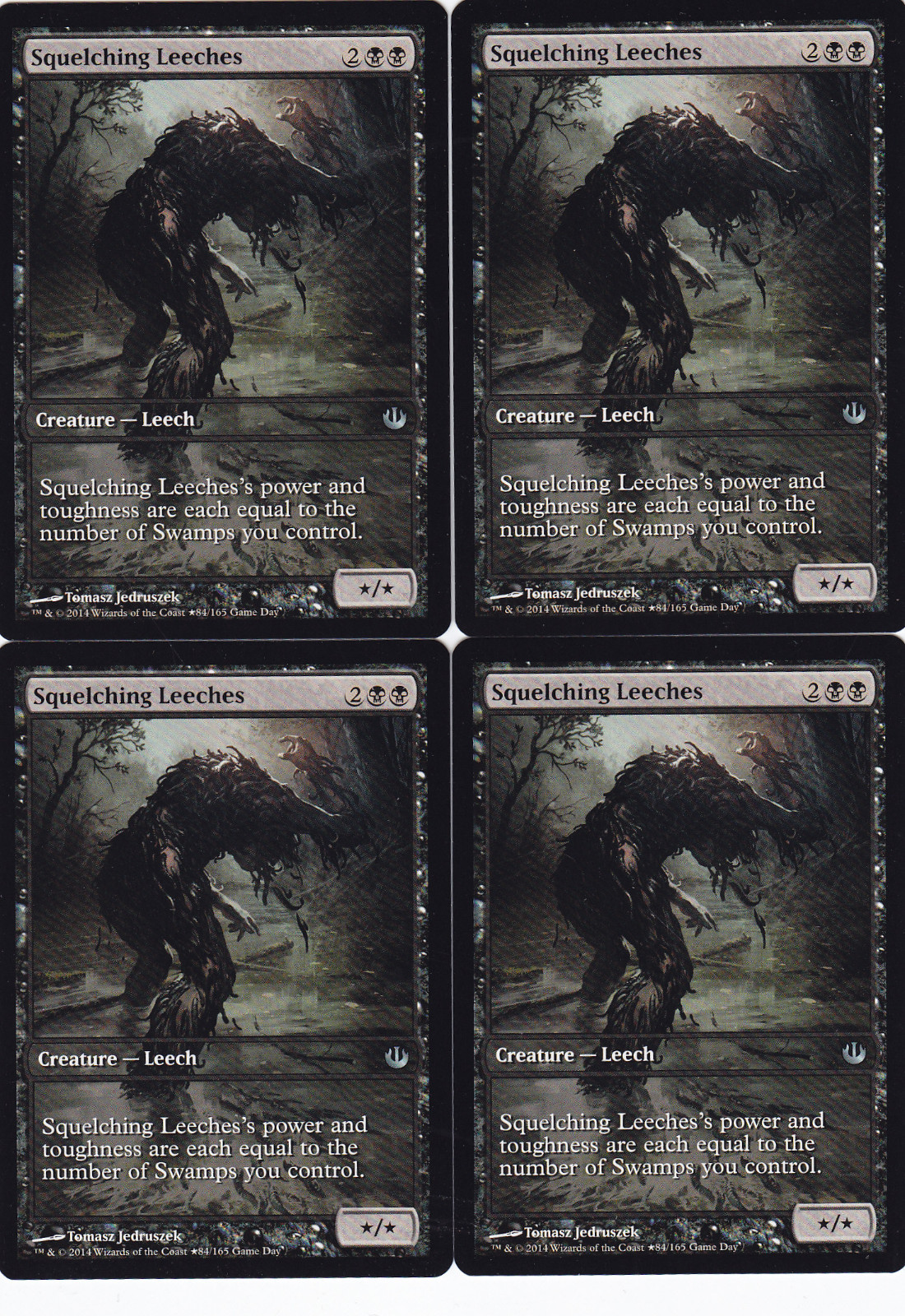 4x SQUELCHING LEECHES - DCI Full Art MTG - Journey Into Nyx - Game Day ...