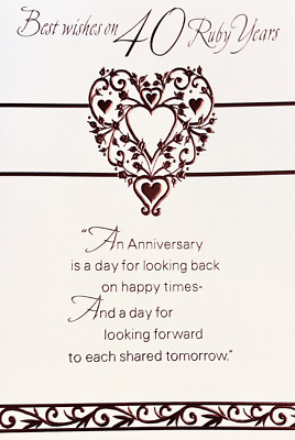Best wishes on 40 Ruby years Wedding Anniversary greetings card, brand ...